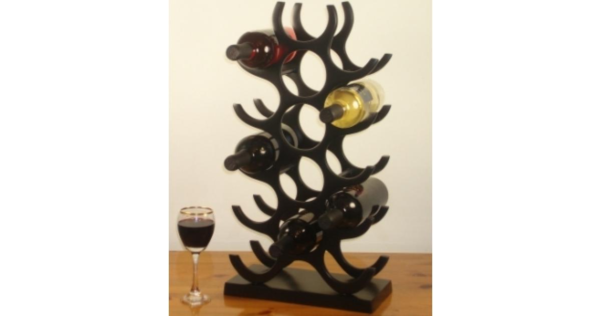 15 Bottle solid aluminum black wine rack | Cranville